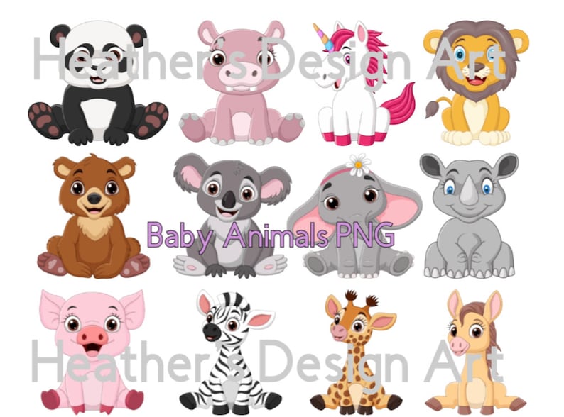 Baby Animals PNG, Cartoon Baby Animals, Animals, PNG File, Cute Baby ...