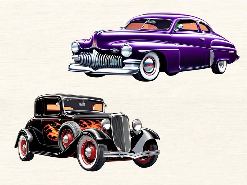 Classic Hot Rod Png Bundle | Vintage Muscle Cars PNG Bundle | Retro Car ...