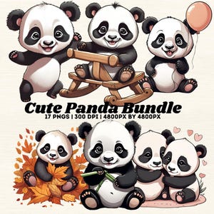 Cute Baby Panda Clipart Bundle Hand-drawn Panda Designs Adorable Panda ...