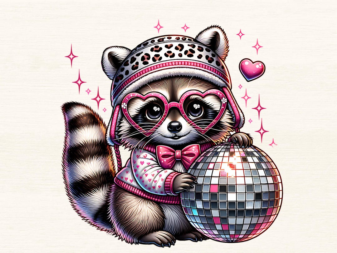 Kinda Boujee Racoon Png, Heart Glasses Racoon Sublimation Design ...