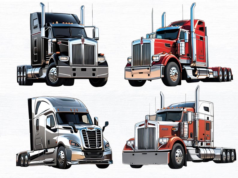 Semi Truck PNG Bundle | Vehicles Clipart Bundle | Car Lover Sublimation ...