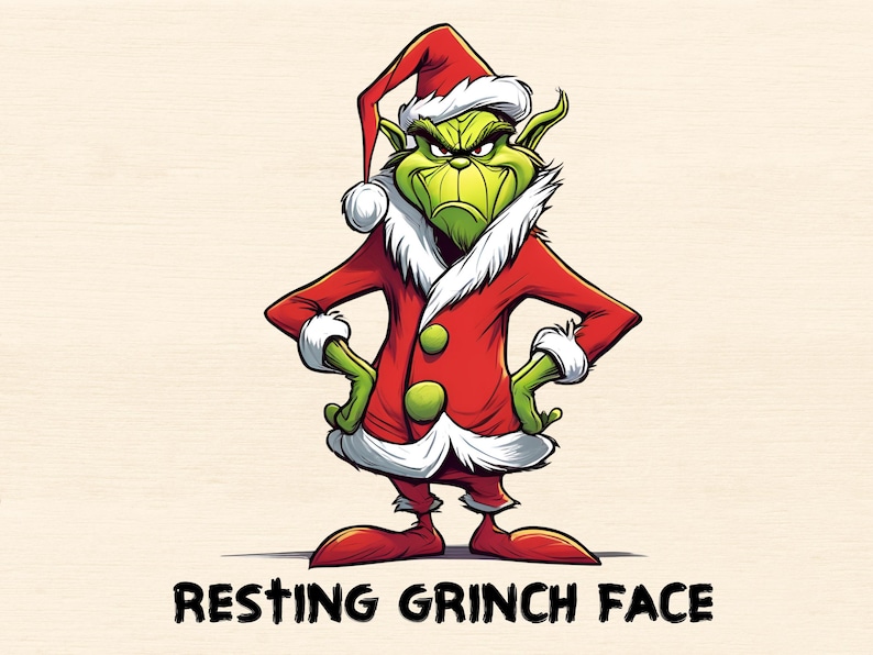 Resting Grinch Face Funny Christmas Design Funny Holiday Grinch PNG ...