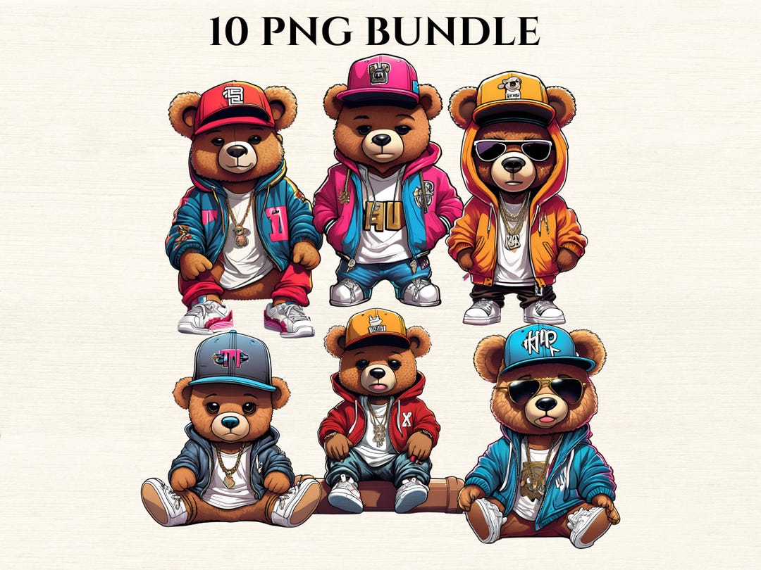 Hip-hop Teddy Bear Bundle | Cool Cartoon Bears in Snapbacks ...