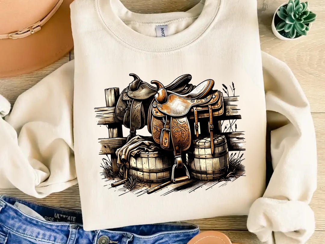 Rustic Western Saddle Design | Vintage Cowboy Decor | Digital Download ...