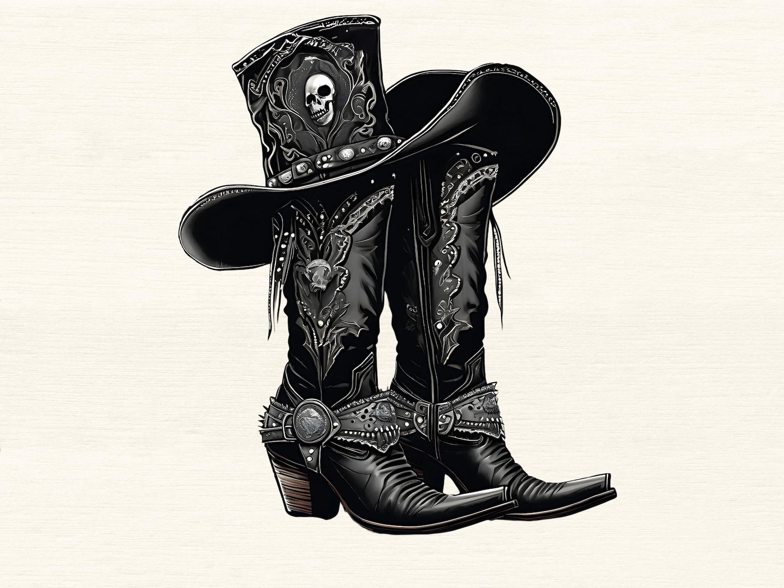 Gothic Cowgirl Boots Bundle Black Lace Cowboy Boots PNG Goth Cowgirl ...