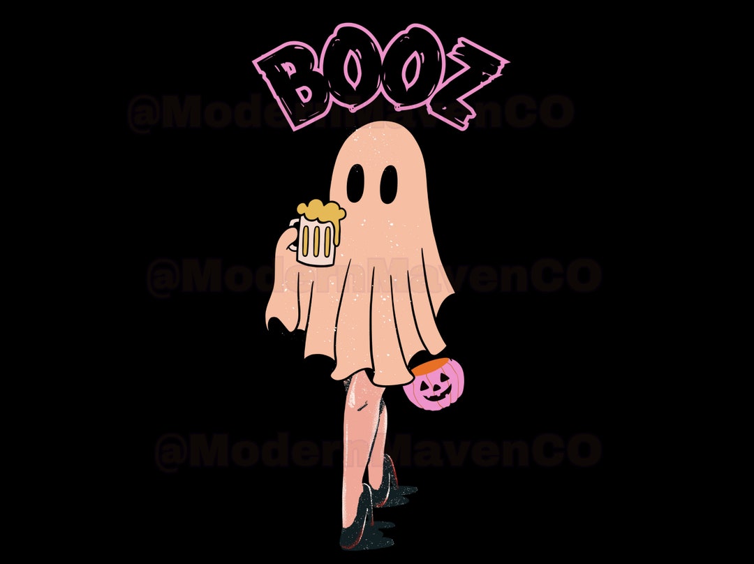 90s BOOZ Ghost Halloween Party PNG Halloween Ghouls PNG Retro Halloween ...