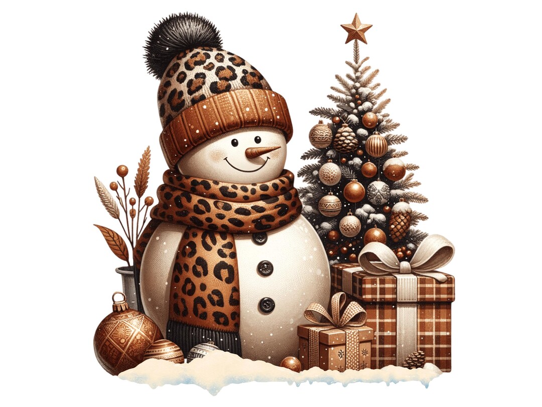 Rustic Christmas Snowman Design Christmas Clipart Design Winter Snowman ...