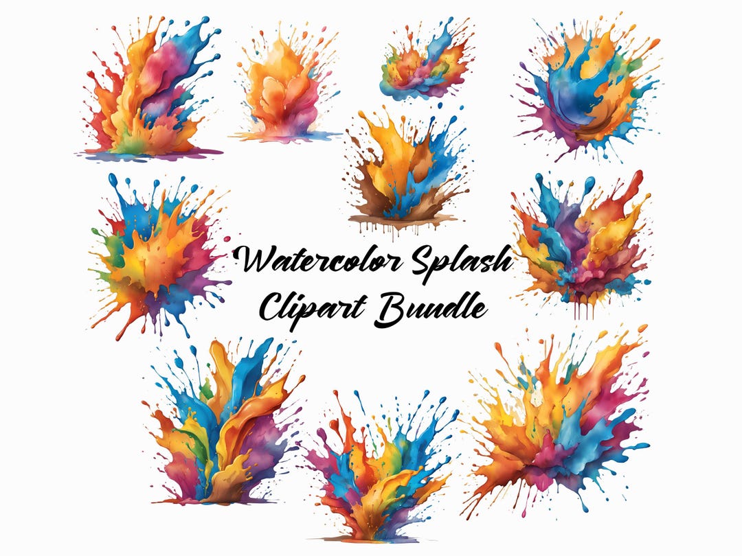 Watercolor Paint Splash Clipart Bundle | Paint Splatter Png Designs ...