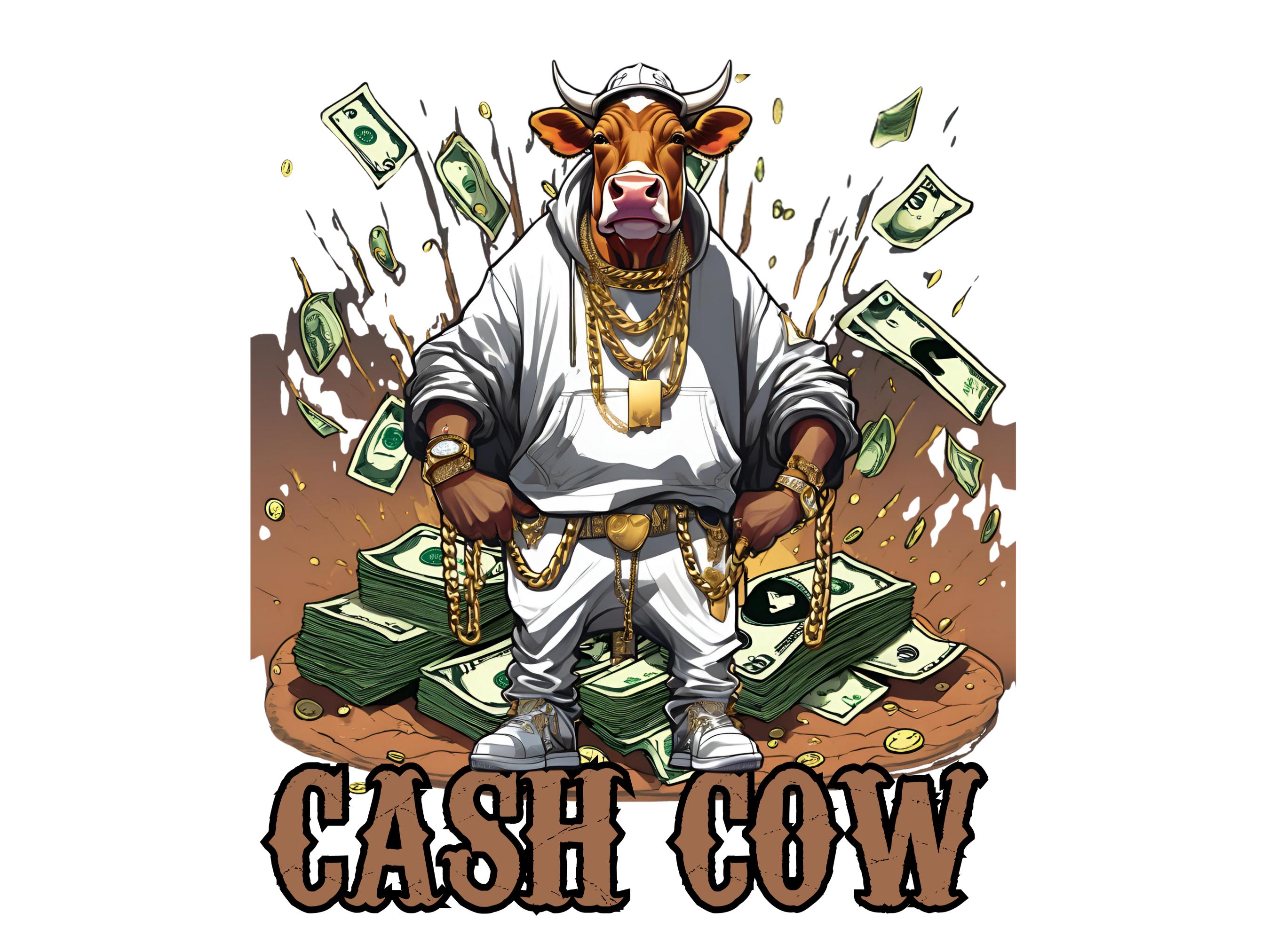 Funny Cash Cow Png Hip Hop Cow Png Sarcastic Rich Cow Urban Cash Cow ...