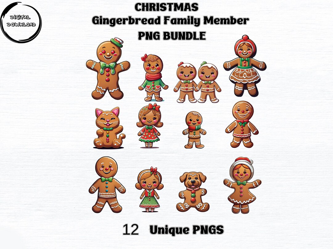 Christmas Gingerbread Family Member PNG Bundle | Cute Family PNG Bundle ...