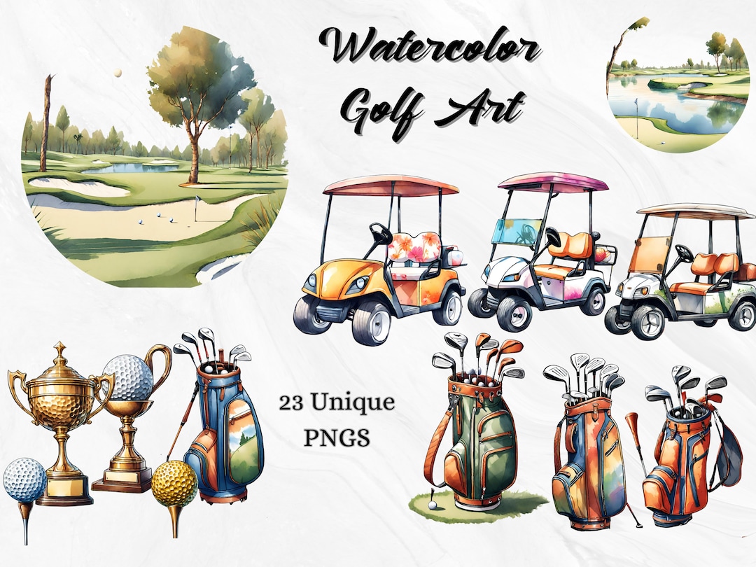Watercolor Golf Art, Watercolor Golf Lover Pngs, Golf Clipart, Golf ...