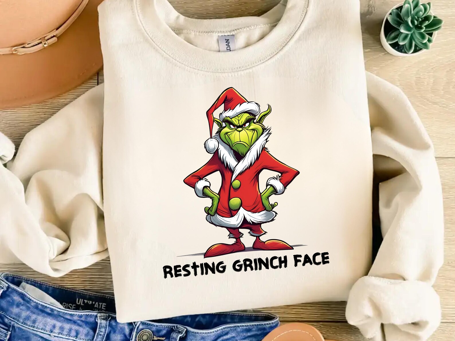 Resting Grinch Face Funny Christmas Design Funny Holiday Grinch PNG ...