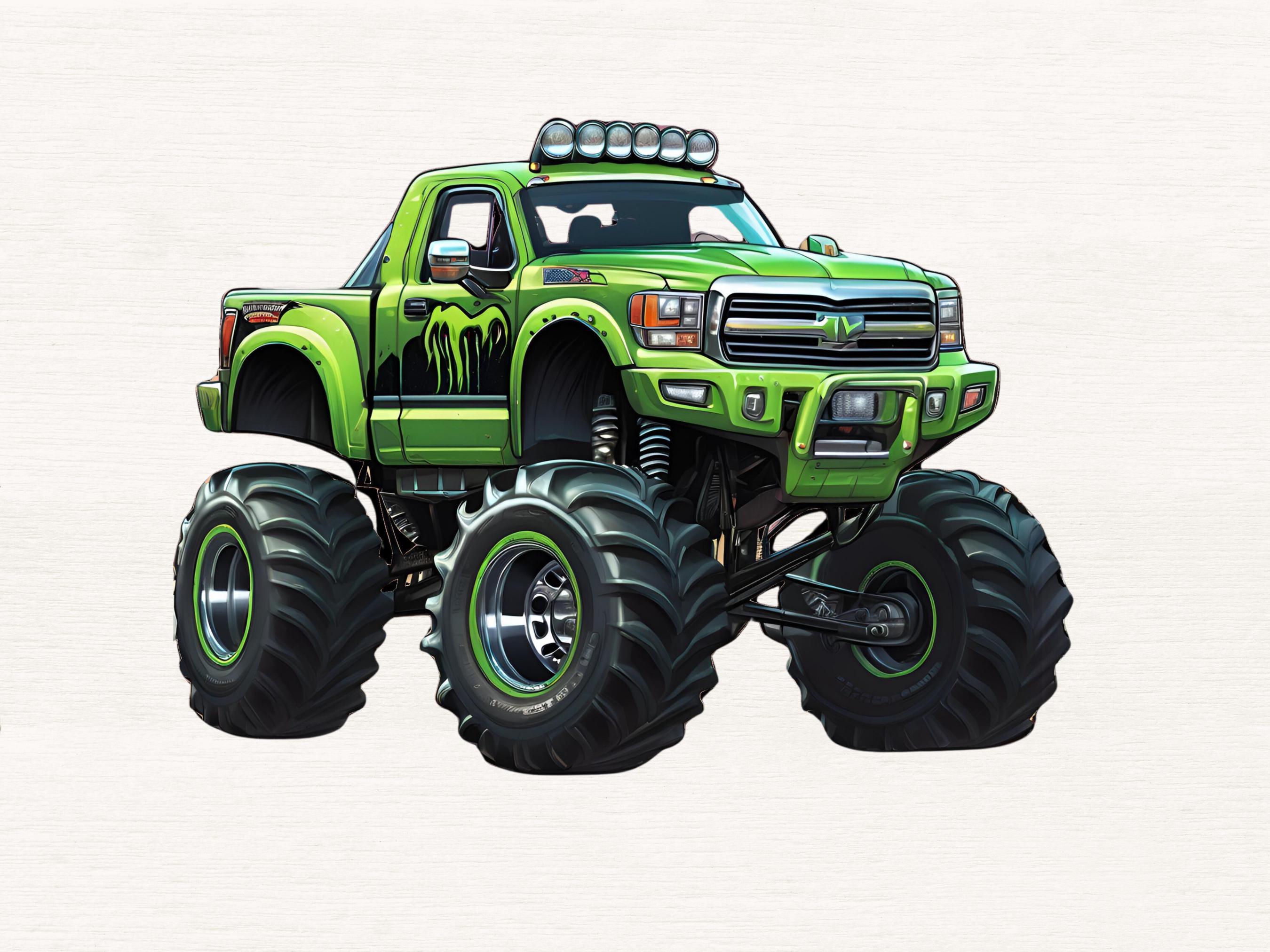 Monster Truck Clipart Bundle | Giant Wheeled Trucks | Truck Lover Png ...