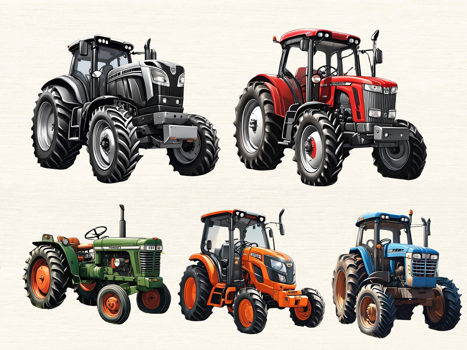 Farm Tractor Clipart Bundle | Farming Vehicles Clipart | Modern Farm ...