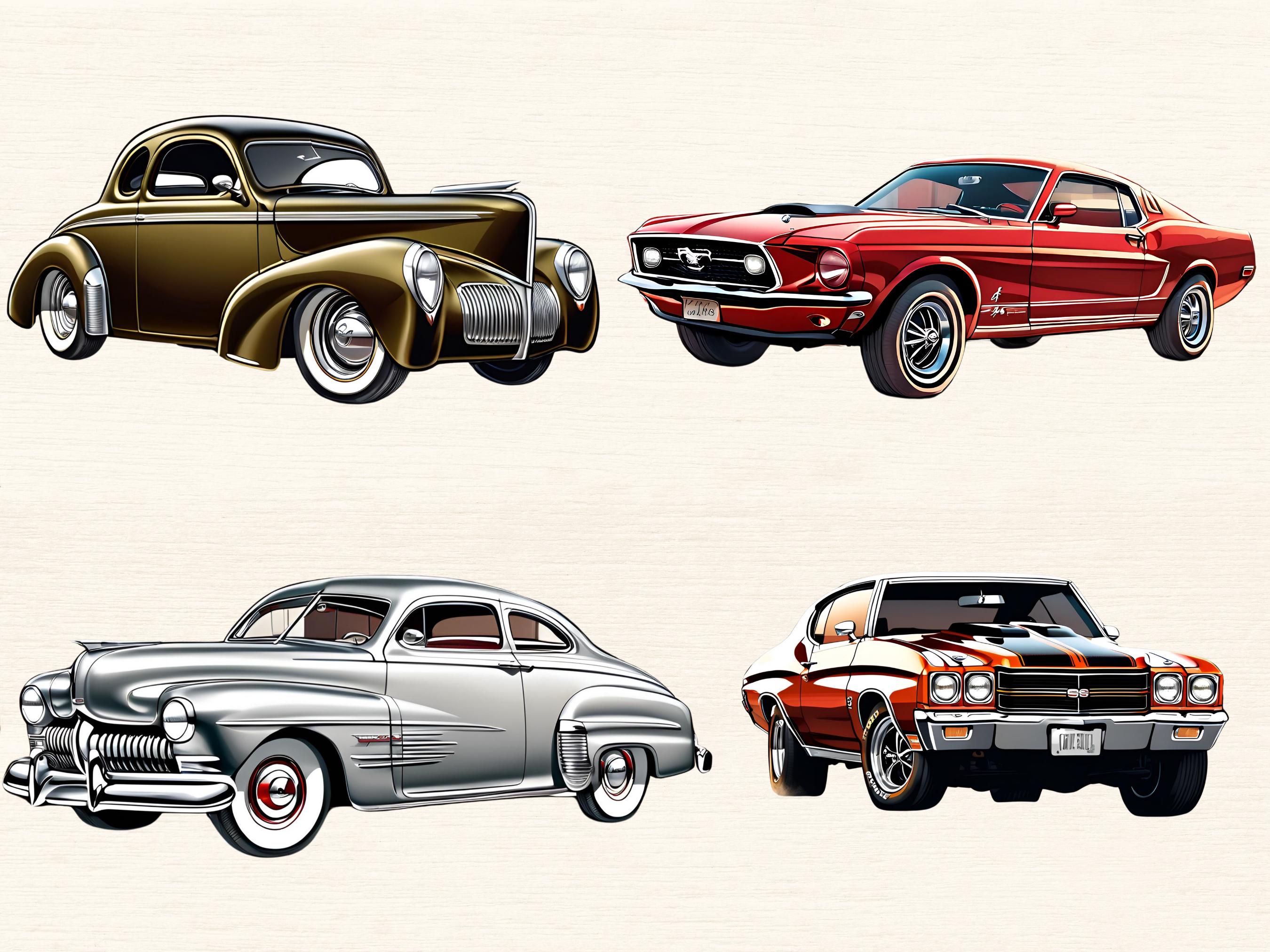 Vintage Muscle Cars Png Bundle Classic Vehicles Clipart Bundle