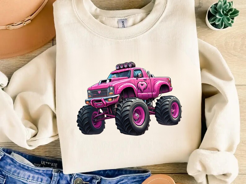 Pink Monster Truck Clipart | Giant Wheeled Truck | Truck Lover Png ...
