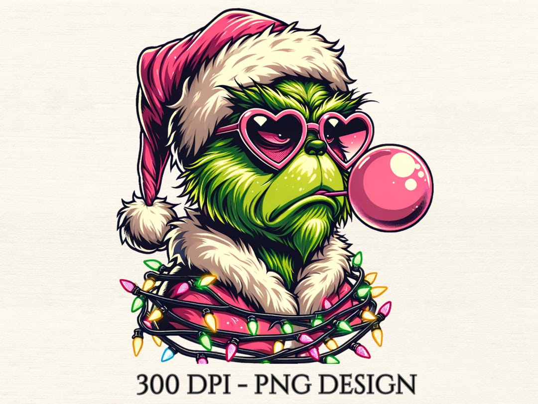 Pink Grinch Christmas PNG | Cool Grinch PNG | Santa Grinch Trendy ...