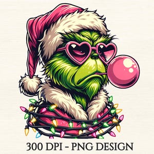 Pink Grinch Christmas PNG | Cool Grinch PNG | Santa Grinch Trendy ...