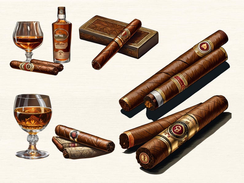 Cigar Clipart Bundle | High-quality Photorealistic Cigar Art | Cigar ...