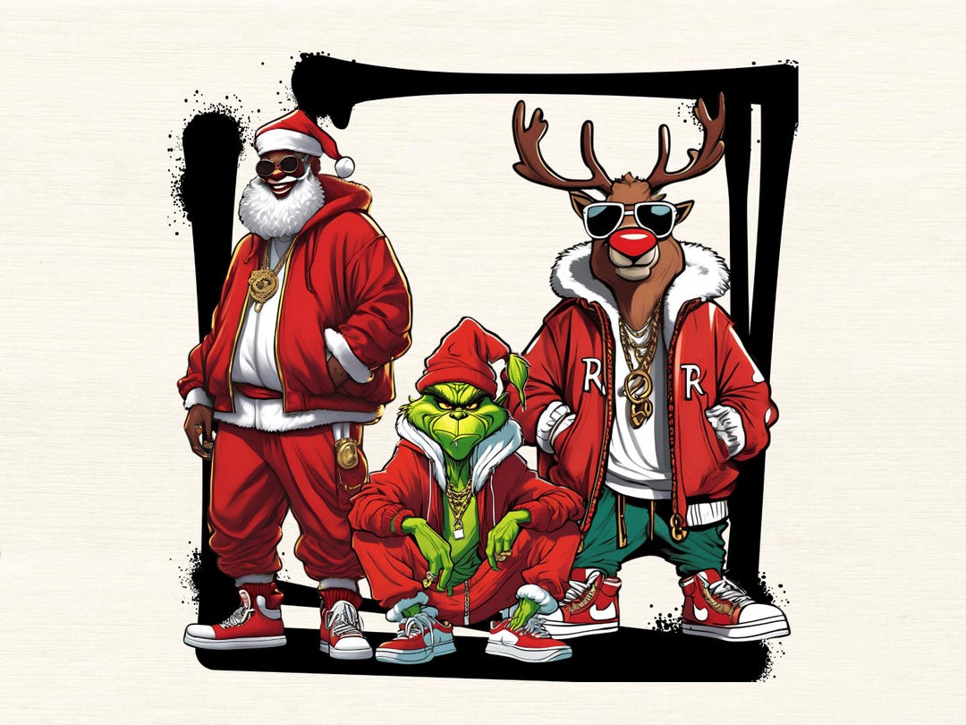 Hip-hop Christmas Friends PNG | Thug Life Christmas Characters PNG ...