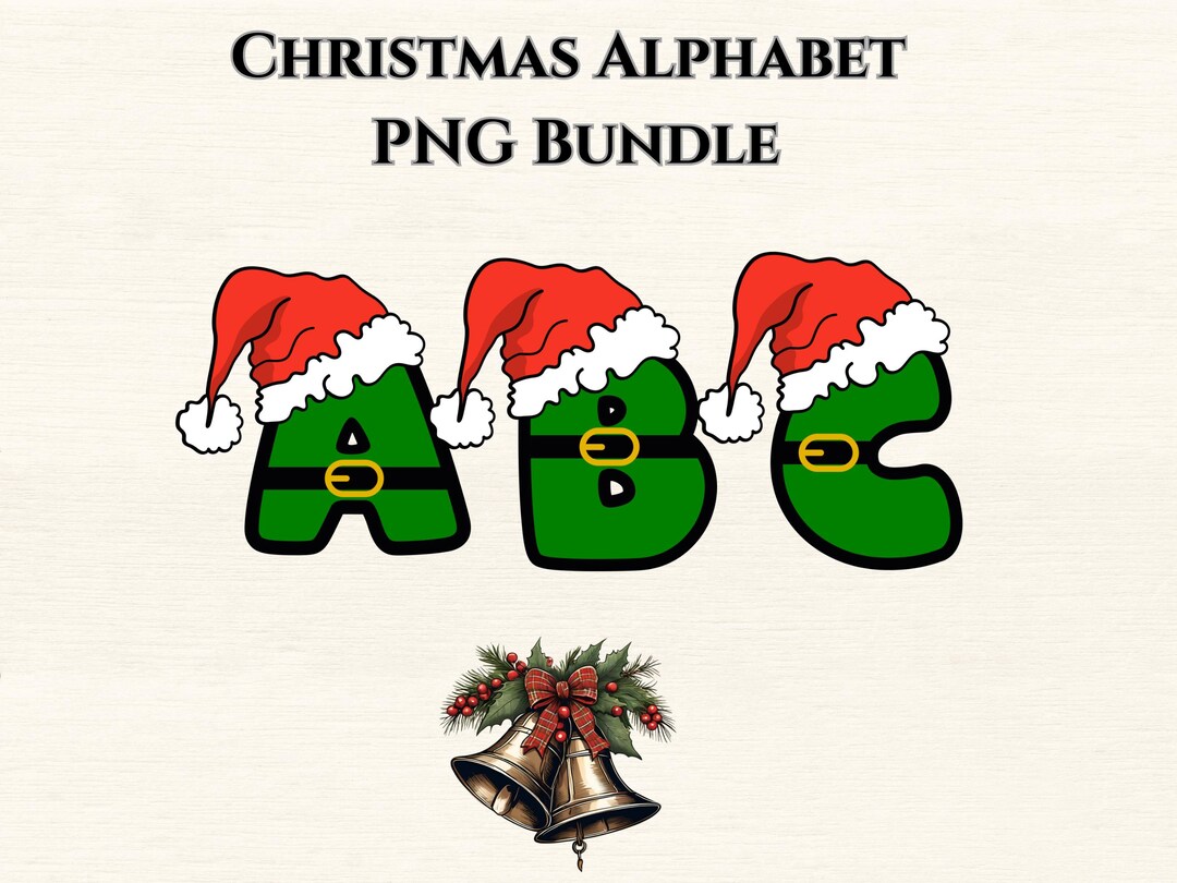 Christmas Alphabet PNG Bundle Festive Letters PNG Set Holiday-themed ...
