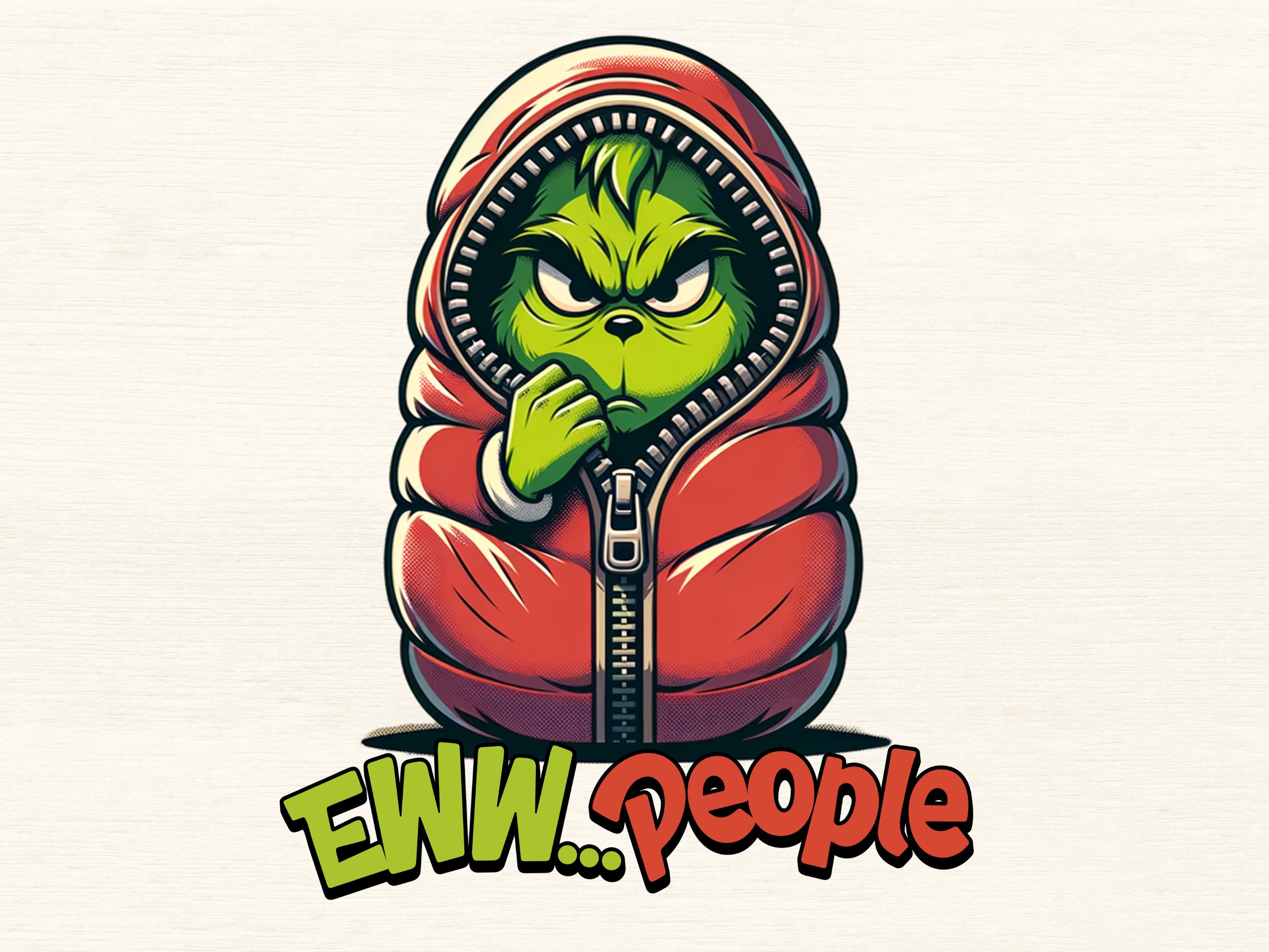 Green Guy Eww People Png | Funny Anti-social Grinch Design | Grinch ...