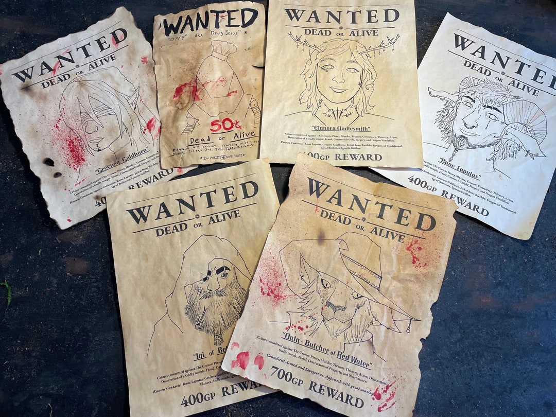 Personalized Hand Drawn Wanted Posters Fantasy or - Etsy