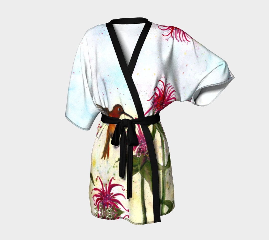 Kimono Robe, Hummingbird With Flowers Watercolour, Coverup Cardigan - Etsy