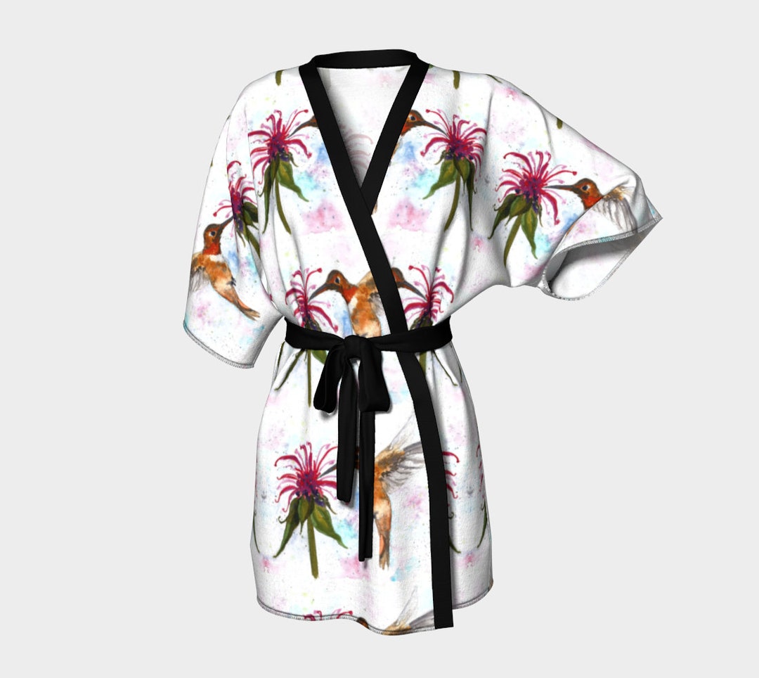 Kimono Robe, Hummingbird Pattern Watercolour, Coverup Cardigan - Etsy