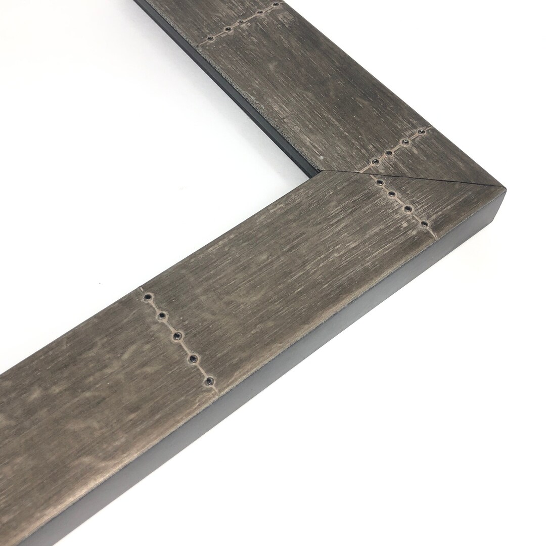 Restored Metal Rustic Picture Frame, Aged Silver Metal Zinc With Rivets ...