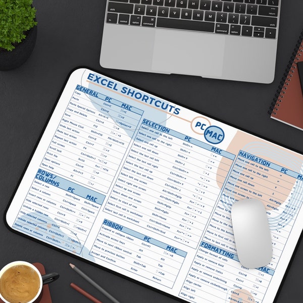 Excel Shortcuts Desk Mat - Etsy