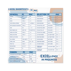 Excel Shortcuts Sticker Excel Gift for Student Office Sticker ...