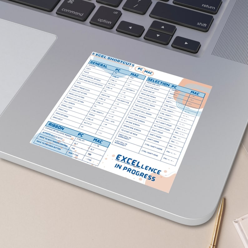 Excel Shortcuts Sticker Excel Gift for Student Office Sticker ...