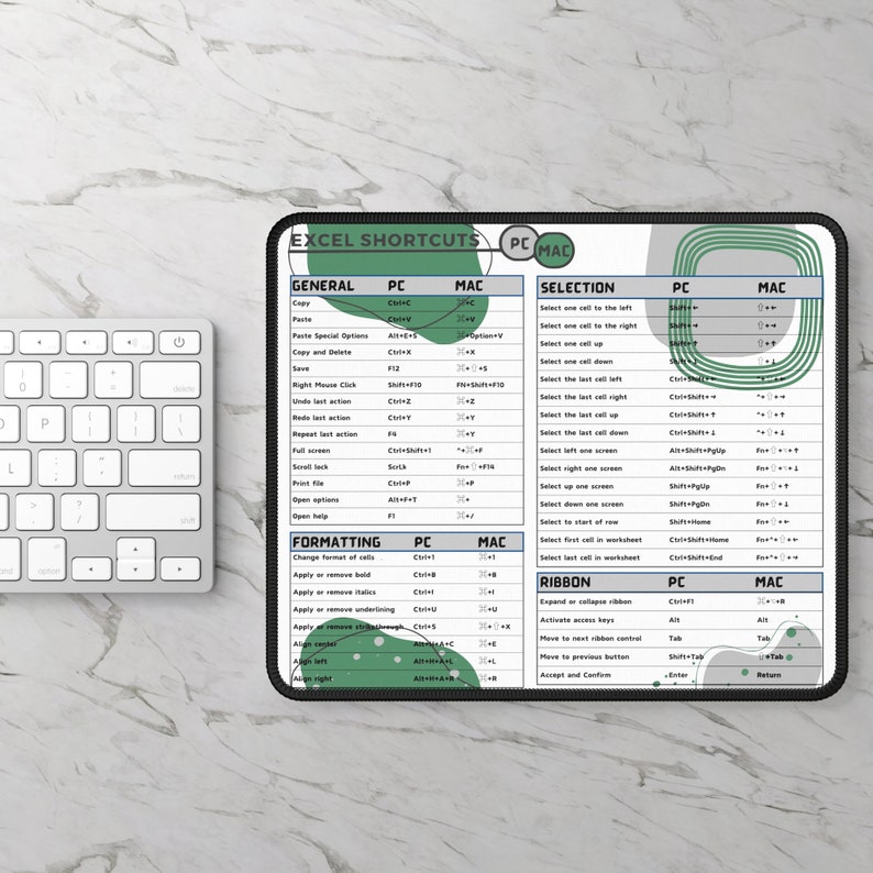 Excel Shortcuts Mouse Pad Excel Gift for Student Office Mousepad ...