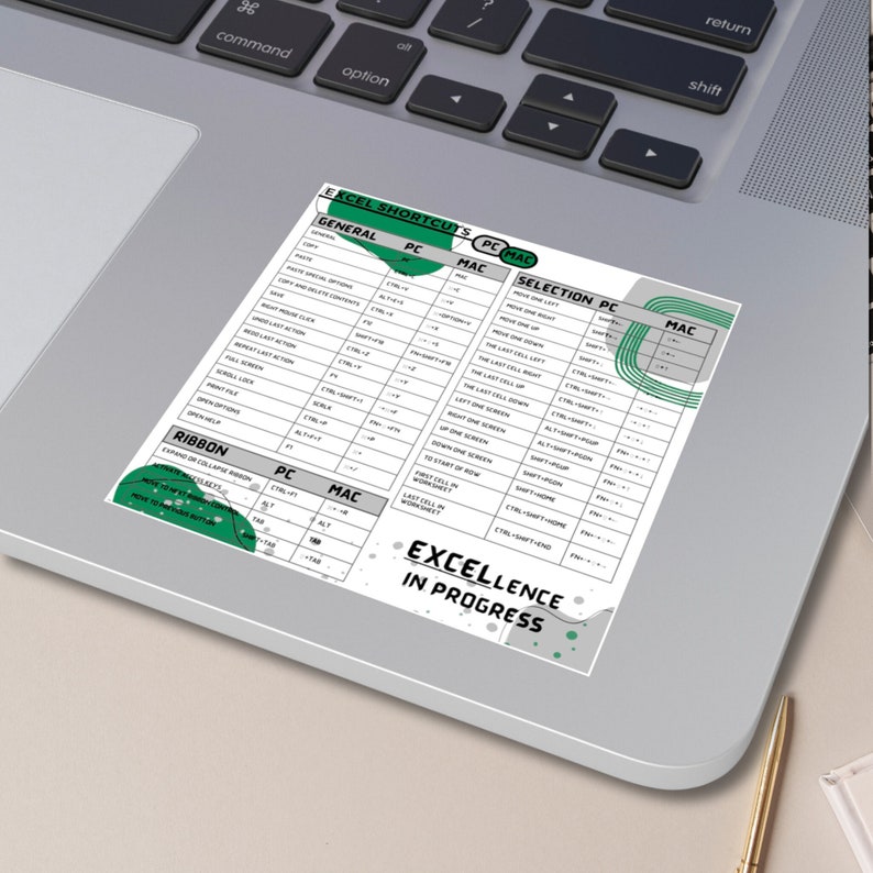 Excel Shortcuts Sticker Excel Gift for Student Office Sticker ...