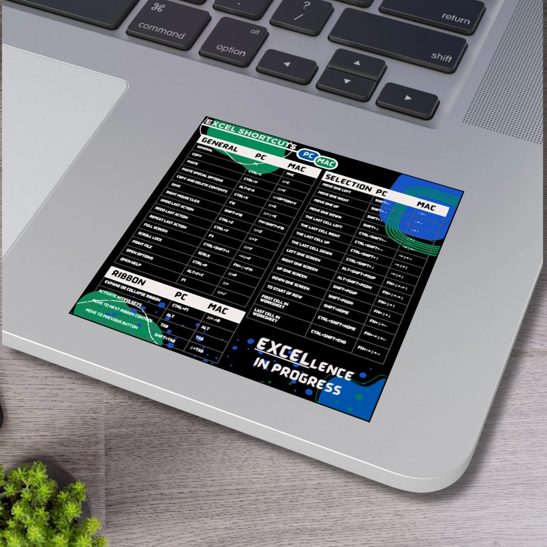 Excel Shortcuts Black Sticker Excel Gift for Student Office Sticker ...