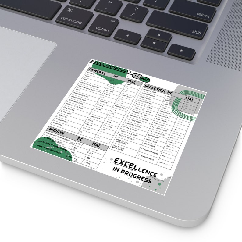 Excel Shortcuts Sticker Excel Gift for Student Office Sticker ...