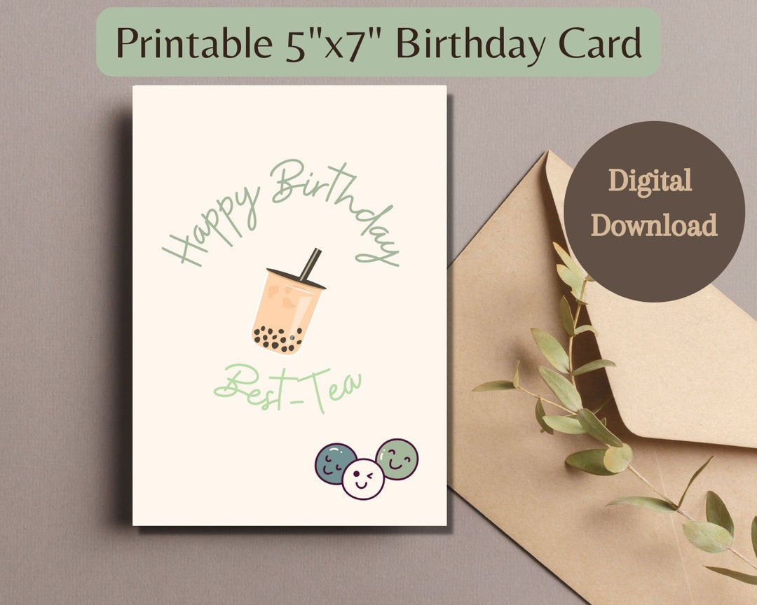 Happy Birthday Best-tea Printable Digital Card - Etsy