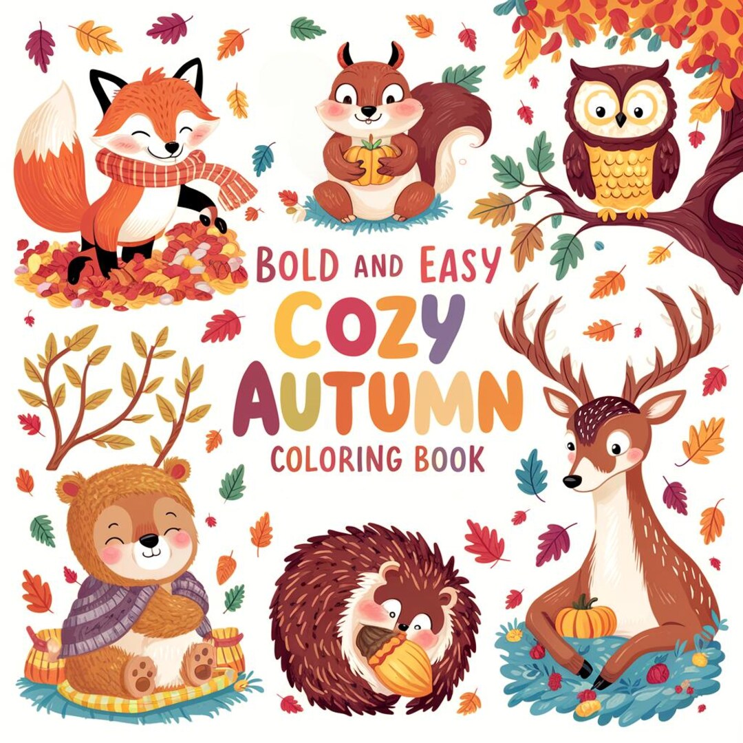 Cozy Autumn Coloring Book | Cute Coloring Pages | Children and Adults ...