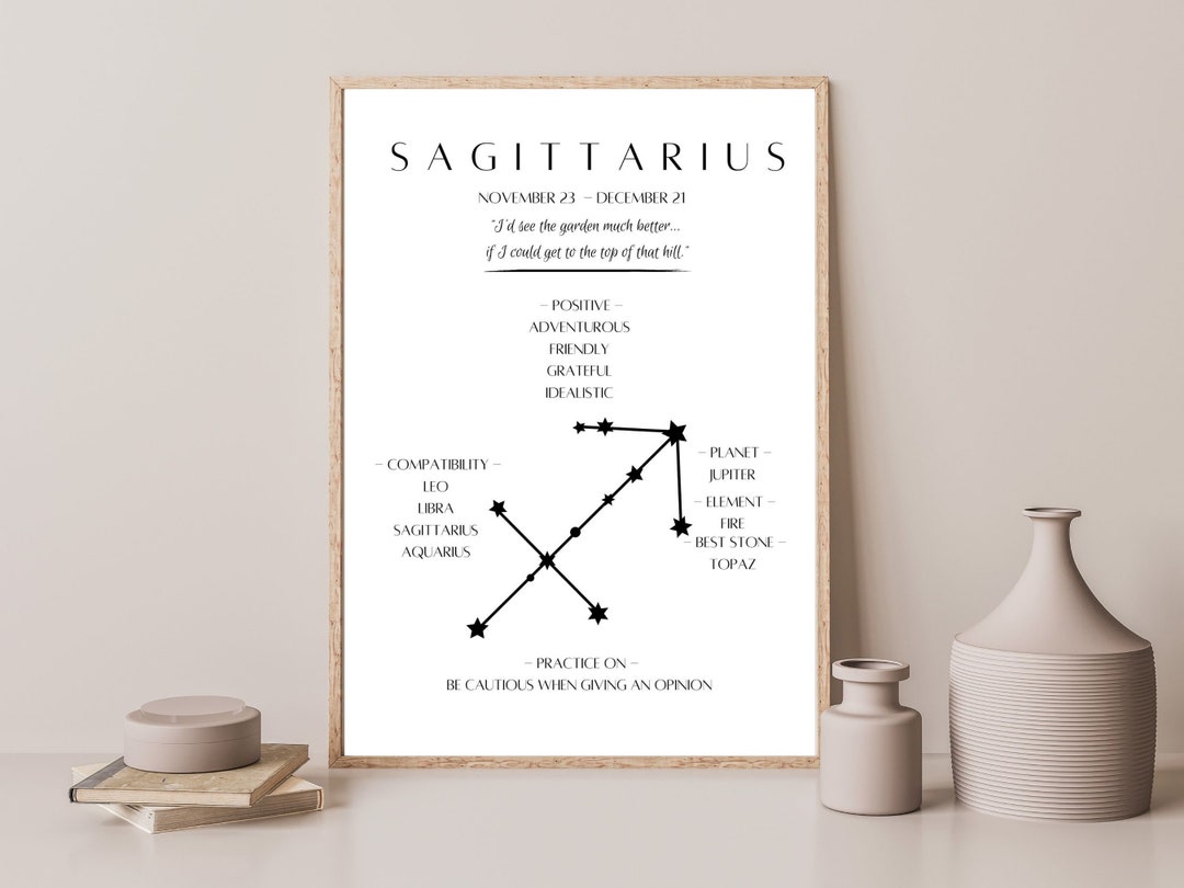 Sagittarius Wall Art Zodiac Poster Sagittarius Gift Sagittarius Zodiac ...
