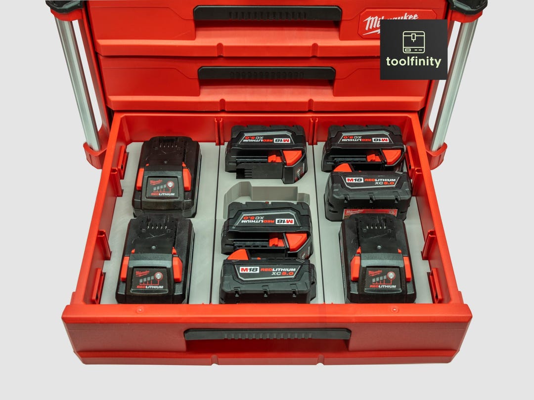 Milwaukee PACKOUT 3-drawer Toolbox M18 Battery Holder Rack Tray Insert Storage - Etsy