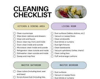 Cute Modern Cleaning Checklist - Laminated Hard Copy - Etsy