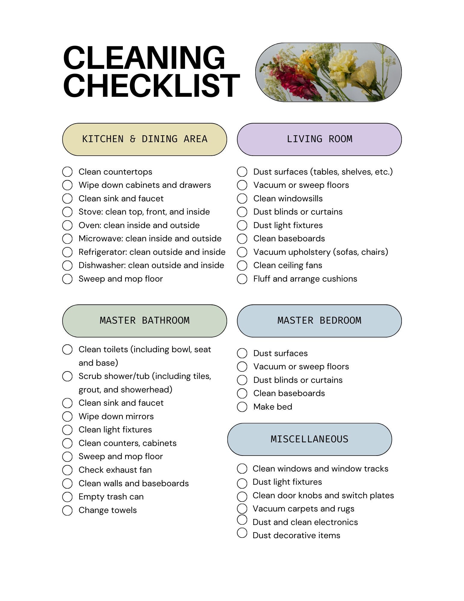 Cute Modern Cleaning Checklist - Laminated Hard Copy - Etsy