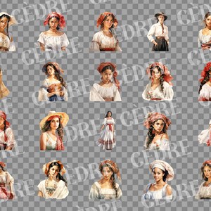 Watercolor Traditional Latina Woman Clipart, Victorian Latina Girl ...