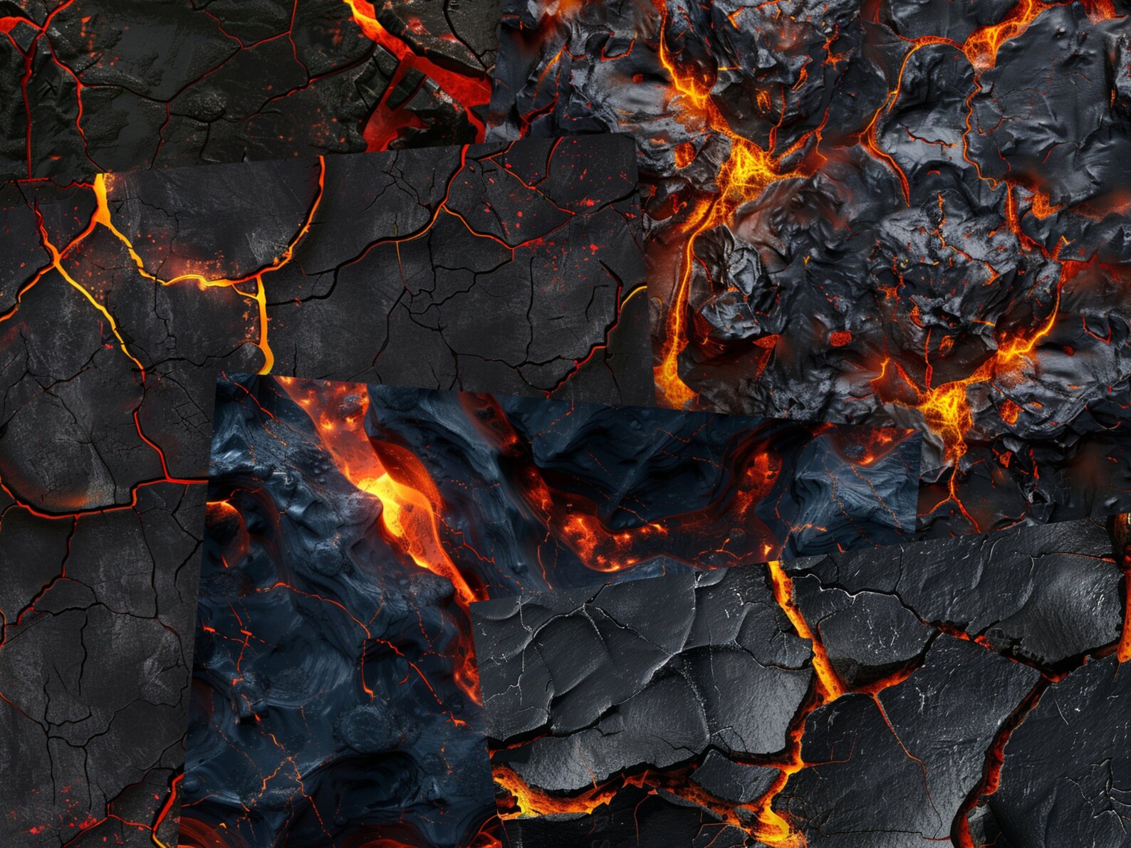 Molten Lava Digital Papers, Black Red Magma Digital Background, Digital ...