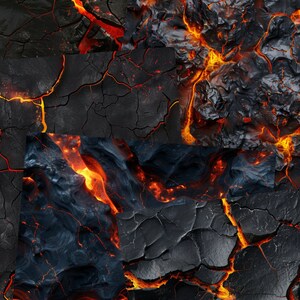 Molten Lava Digital Papers, Black Red Magma Digital Background, Digital ...