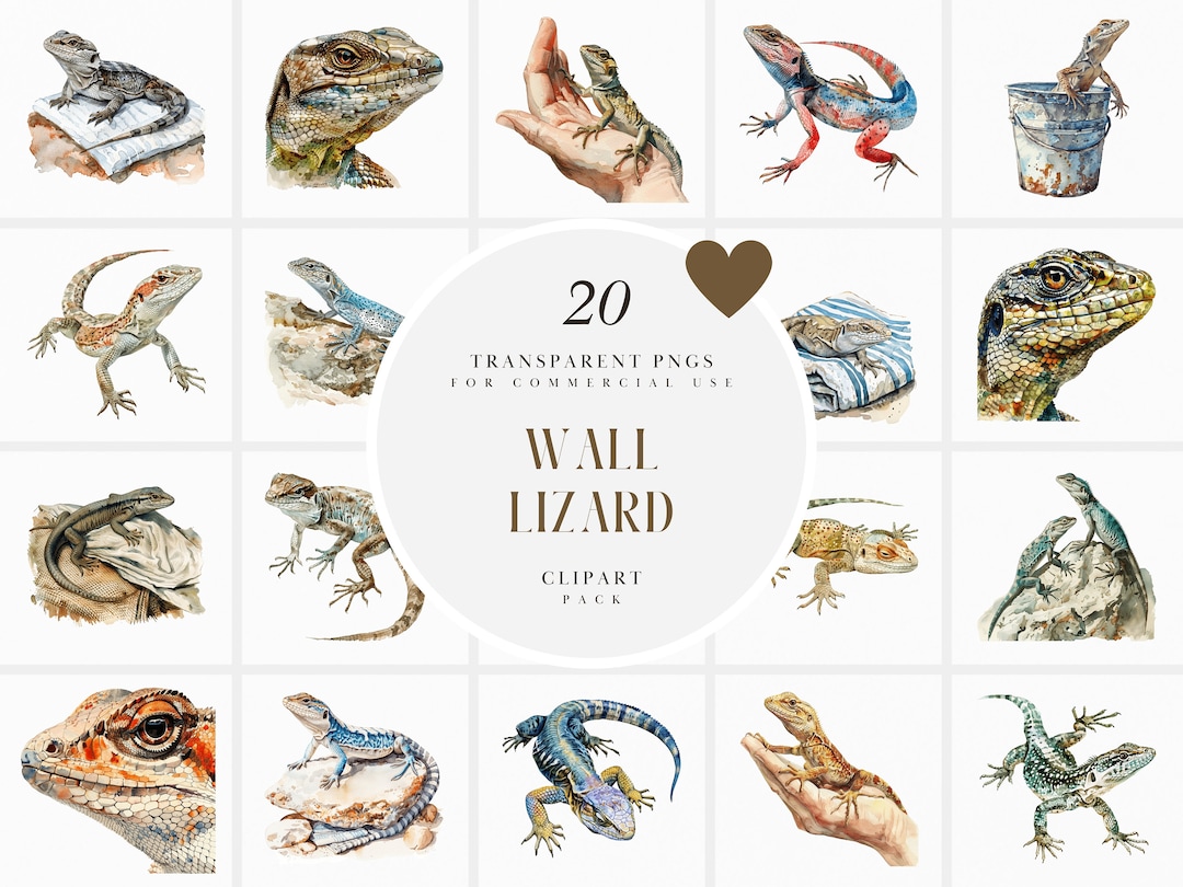 Watercolor Wall Lizard Clipart, Realistic Lizards, Pet House Lizard ...