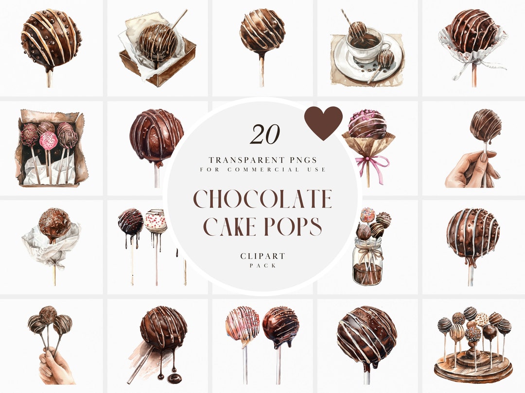 Watercolor Chocolate Cake Pops Clipart, Cake Pop, Xmas, Festive Holiday ...