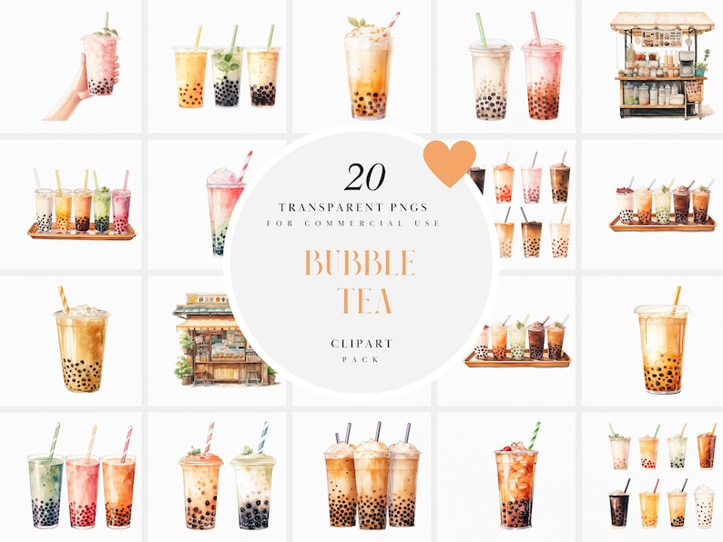 Watercolor Bubble Tea Clipart, Boba Tea Clipart, Drink Milk Tea Clipart ...