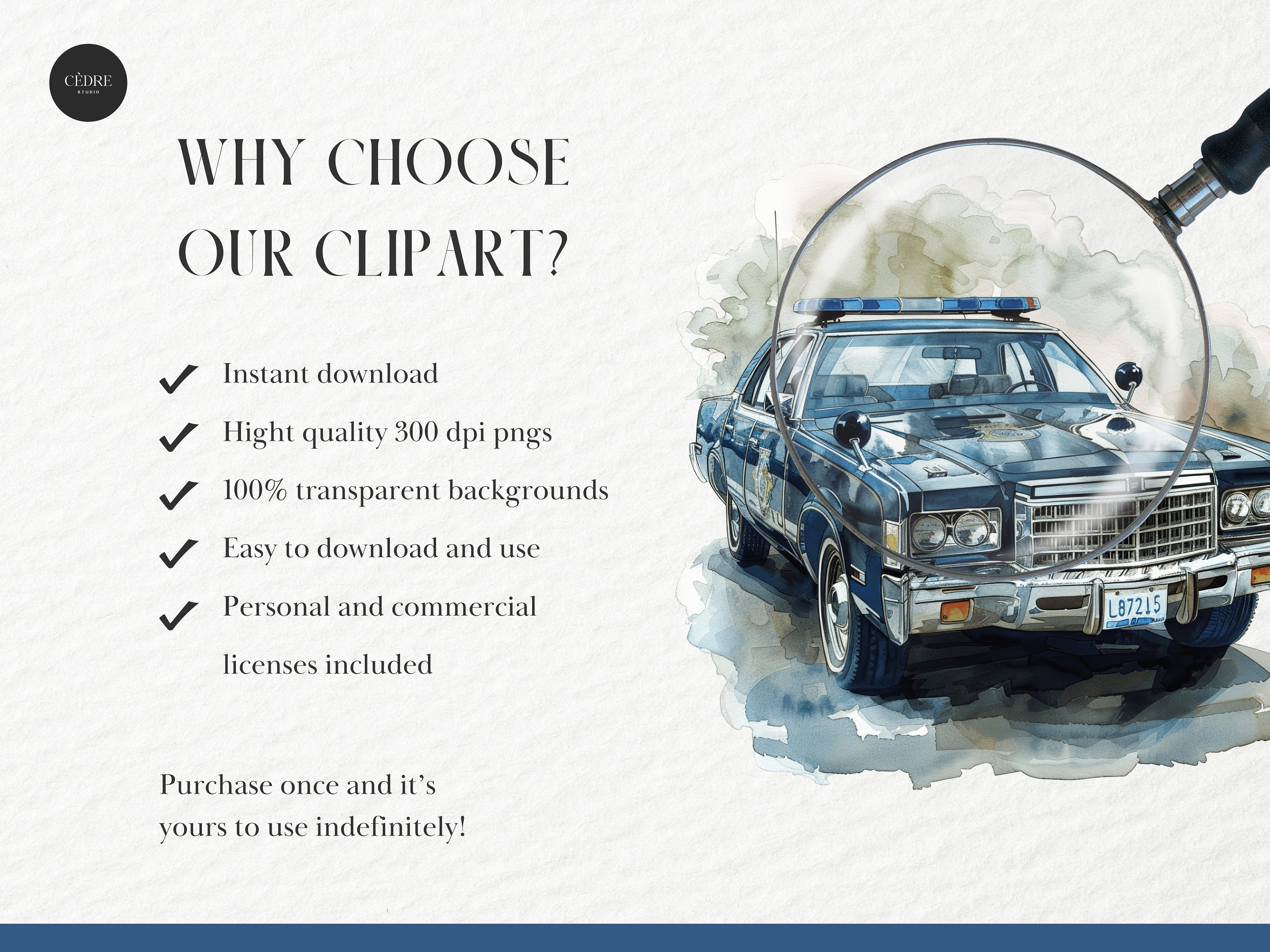 Watercolor Police Car Clipart, Police Cars Clipart, Cop Vehicle Clipart ...